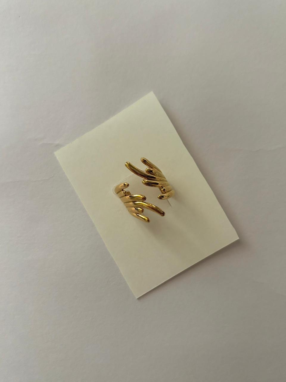 Gold Abstract Wave Open Ring – hardinjewelss