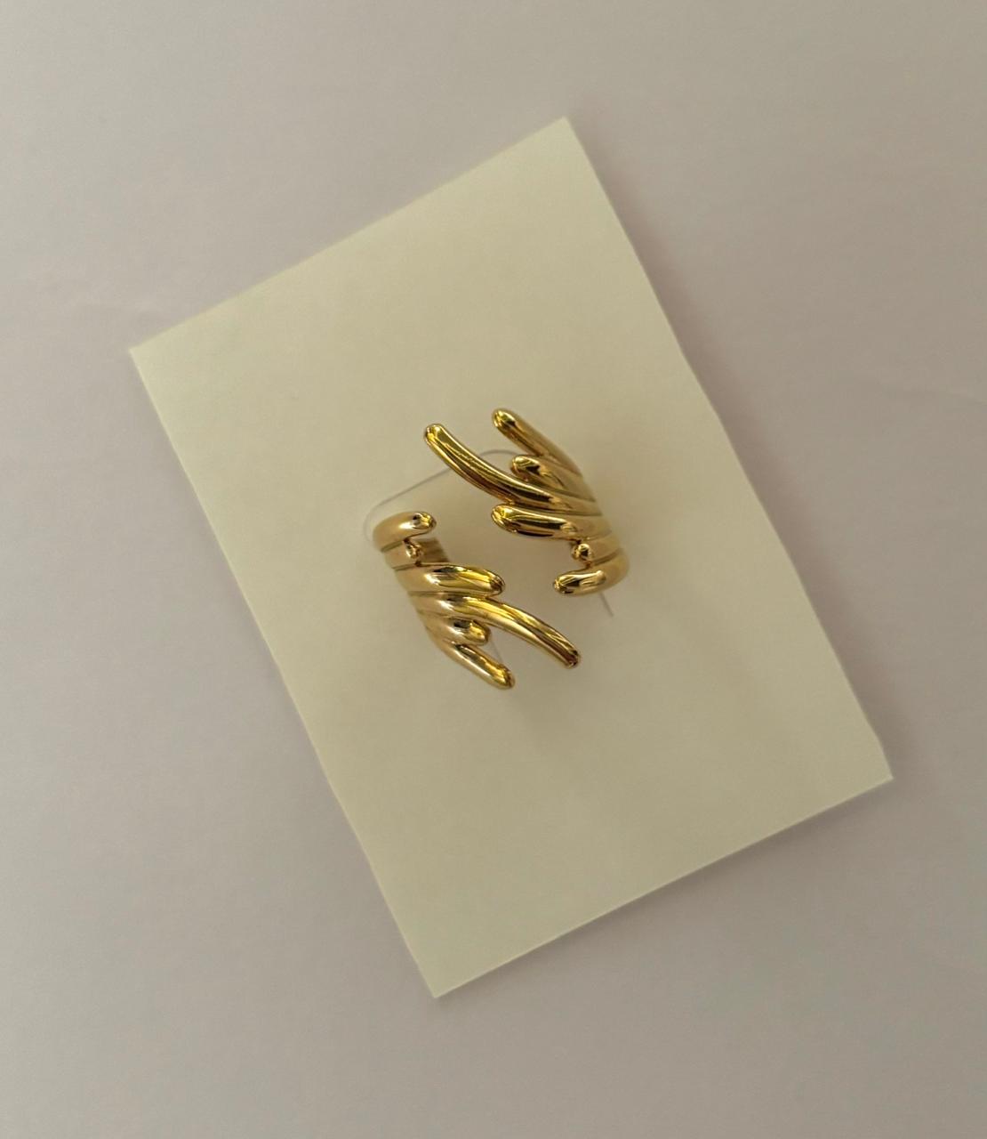 Gold Abstract Wave Open Ring – hardinjewelss